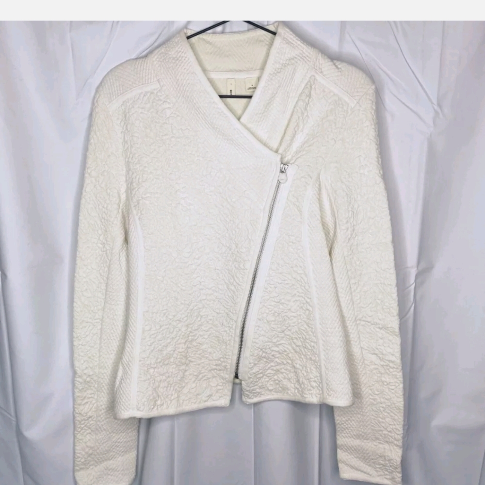 Anthropologie Xs Moth Off White Ivory Moto Jacket - Gem